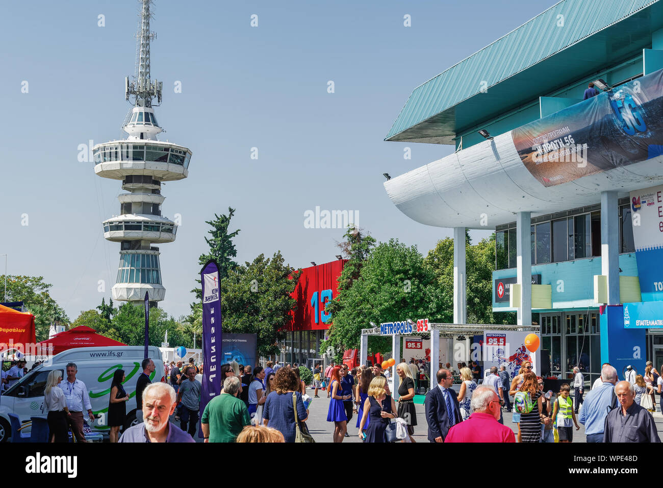 Thessaloniki, Greece 84rth International fair pavilions with crowd ...