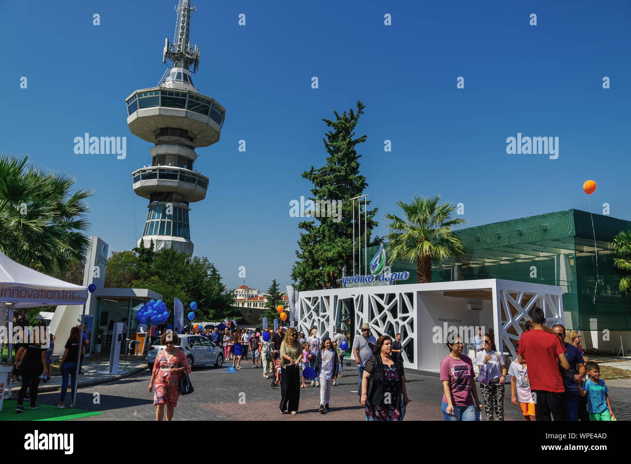 Thessaloniki, Greece 84rth International fair pavilions with crowd ...
