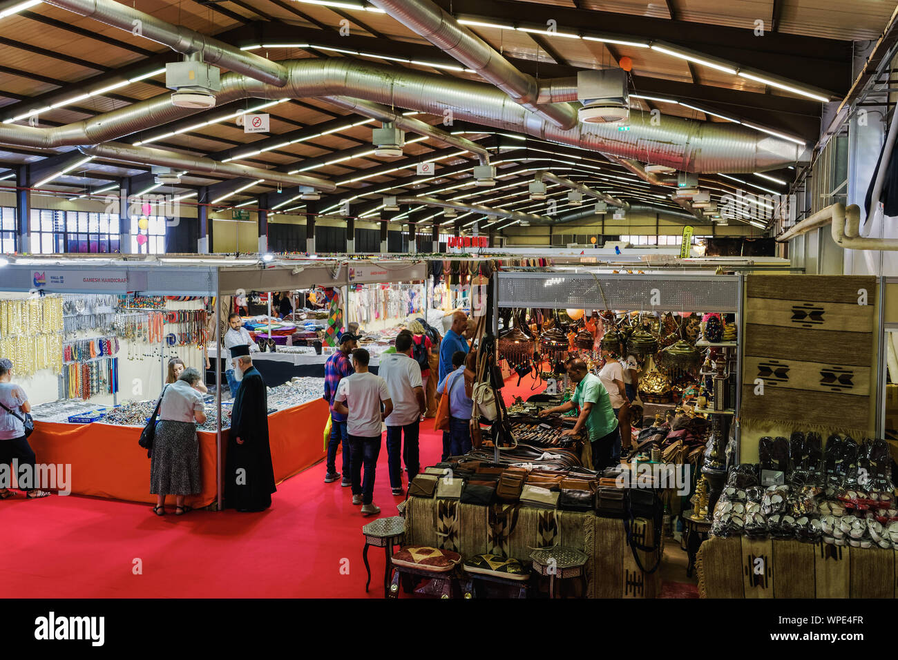 Thessaloniki, Greece 84rth International fair pavilions with crowd ...