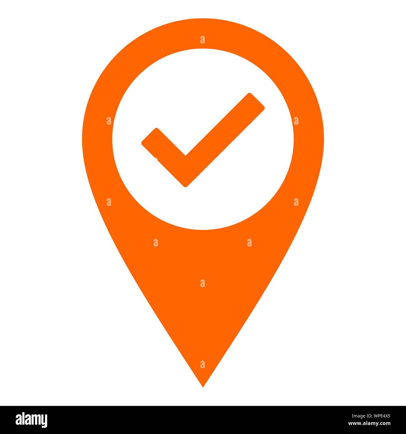 Tick and location pin Stock Photo - Alamy