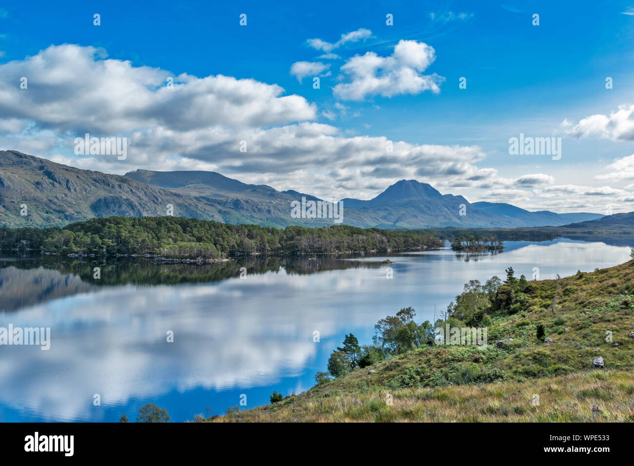 LOCH MAREE WESTER ROSS HIGHLANDS SCOTLAND LOOKING TOWARDS SLIOCH WITH ...