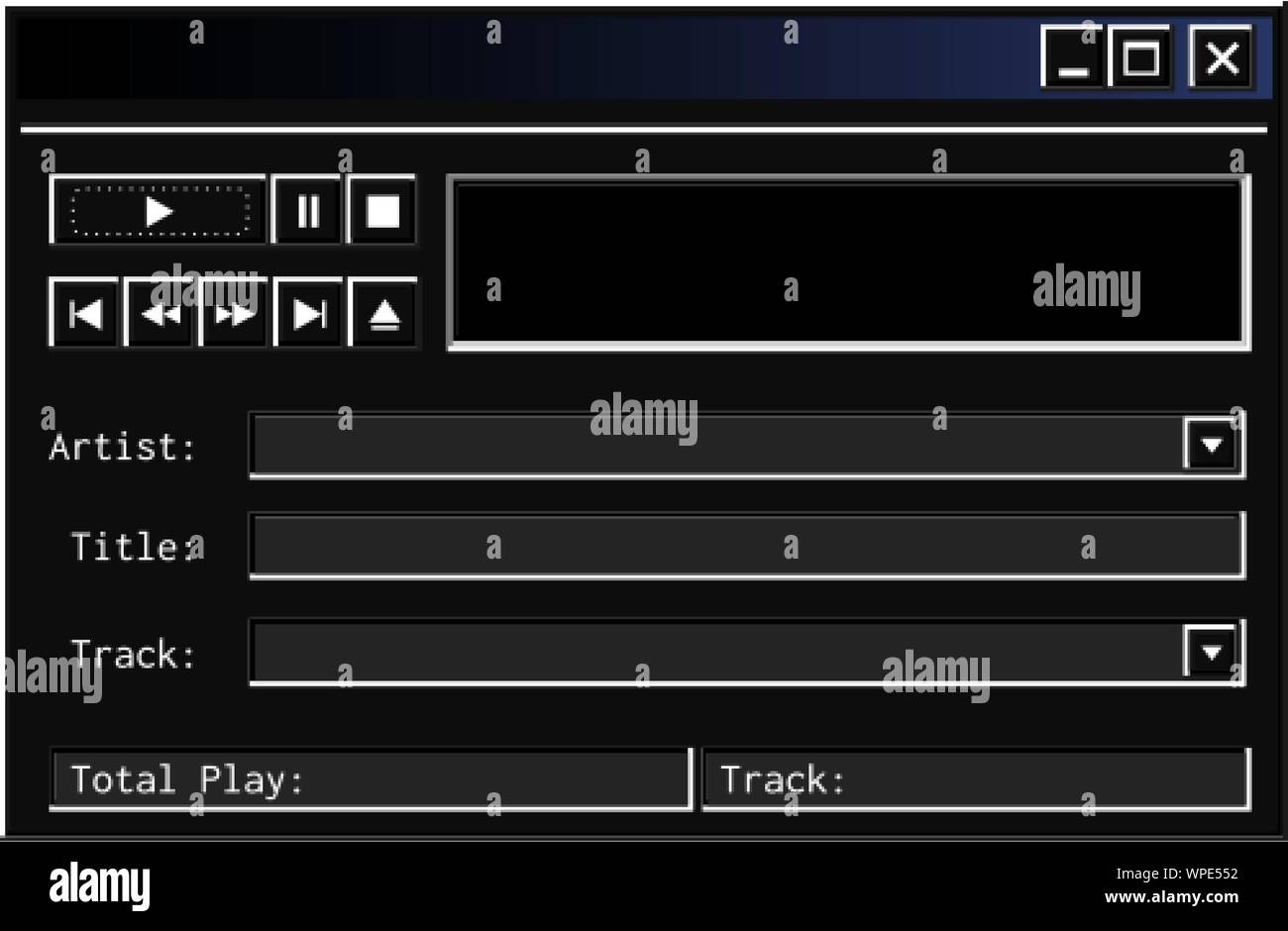 Retro audio player interface in modern dark mode theme Stock Vector ...