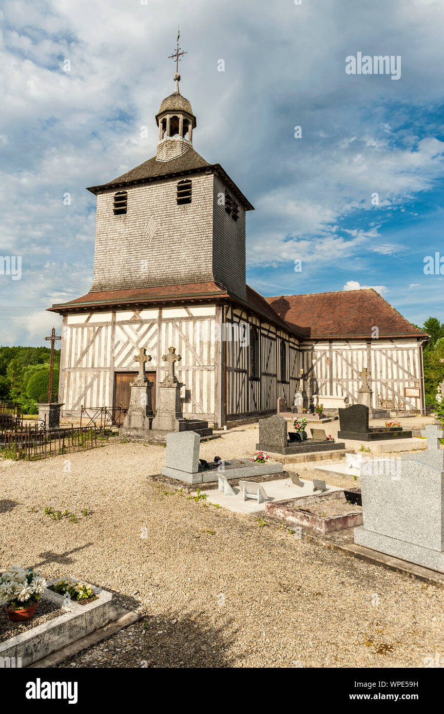 The half-timbered Church of Saint-Quentin, built in 1761 by a carpenter ...
