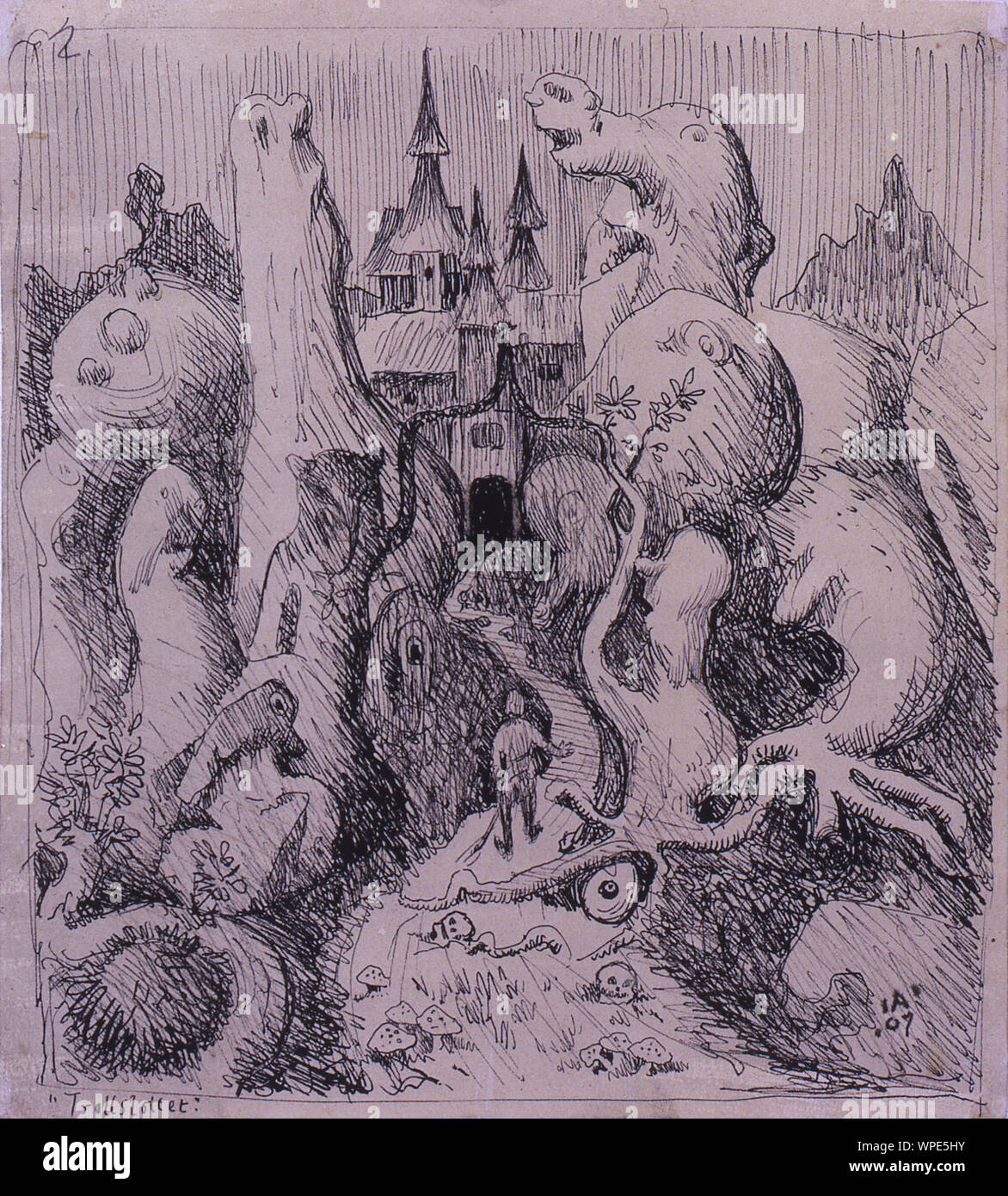 weird creatures vintage art illustration Stock Photo - Alamy