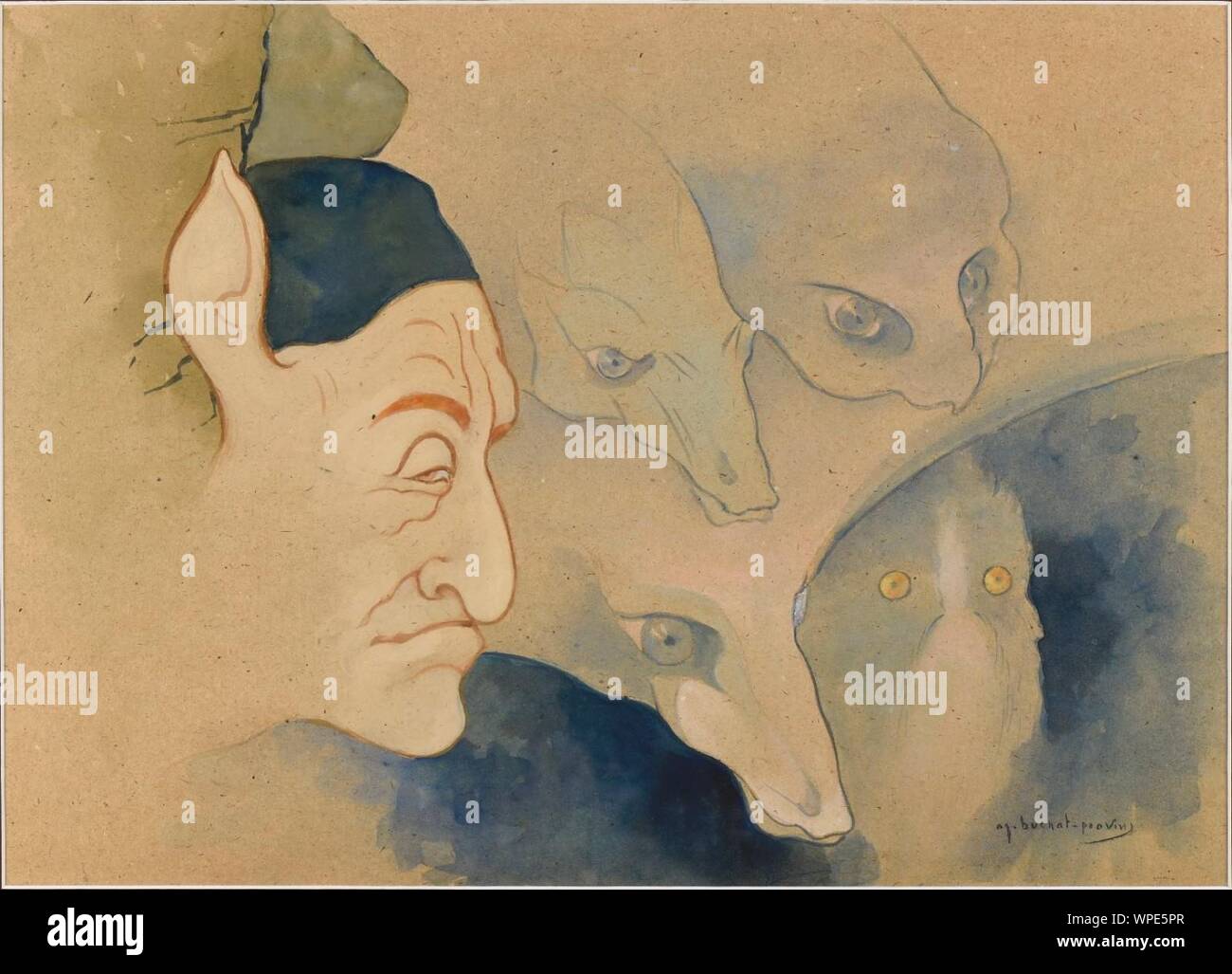 weird creatures vintage art illustration Stock Photo - Alamy