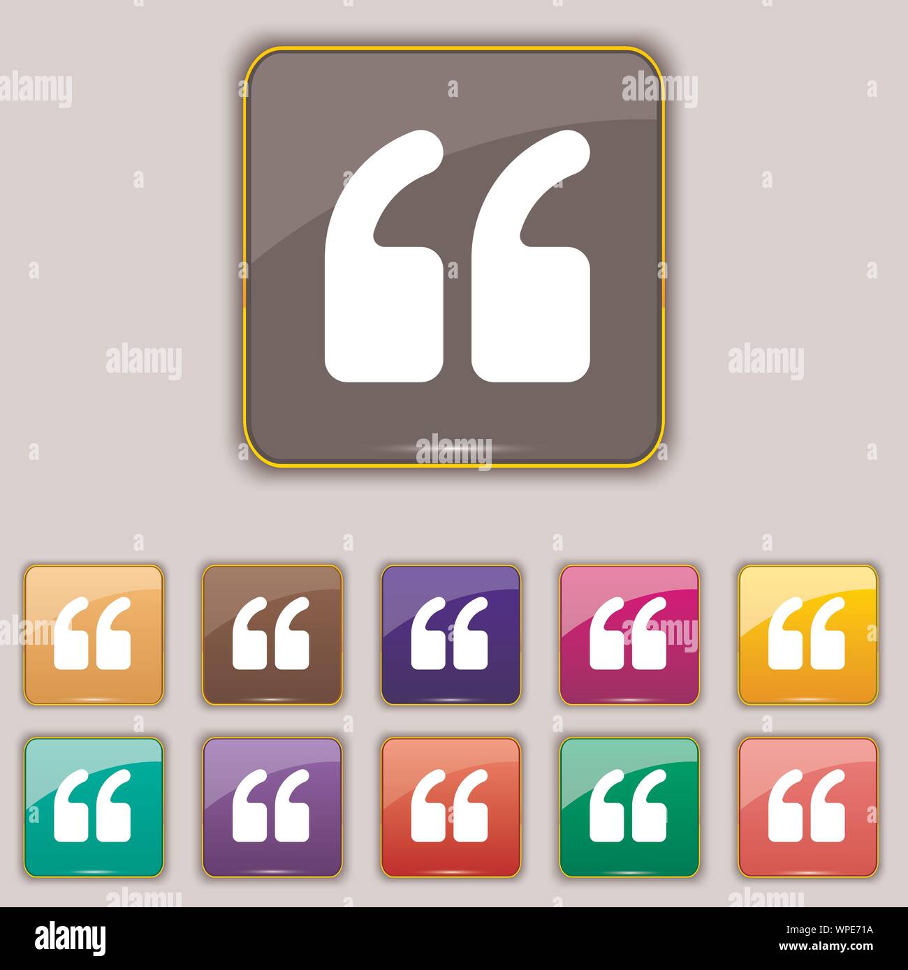 Double quotes at the beginning of words icon sign. Set with eleven ...