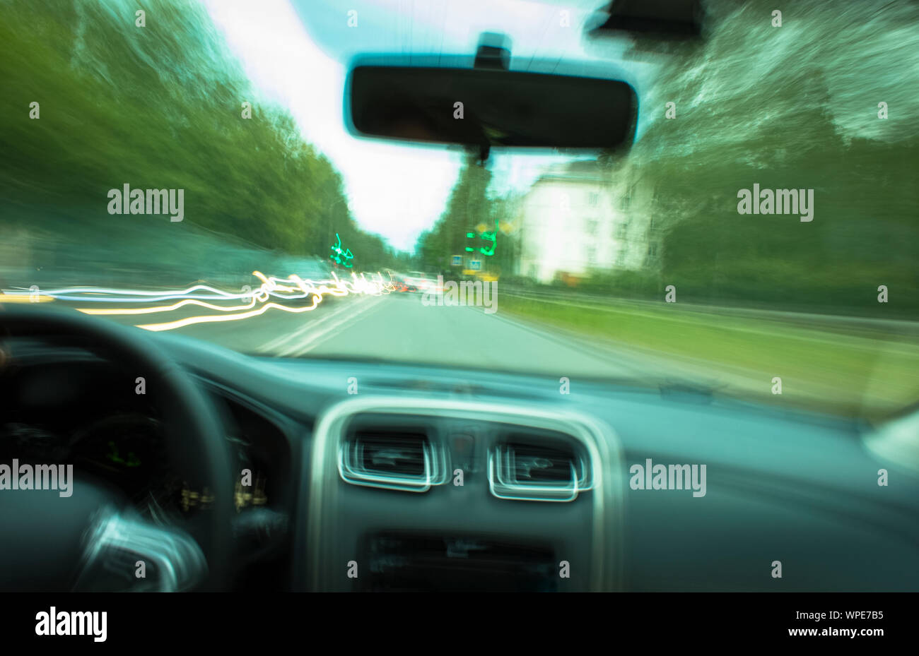 Car window houses motion hi-res stock photography and images - Alamy