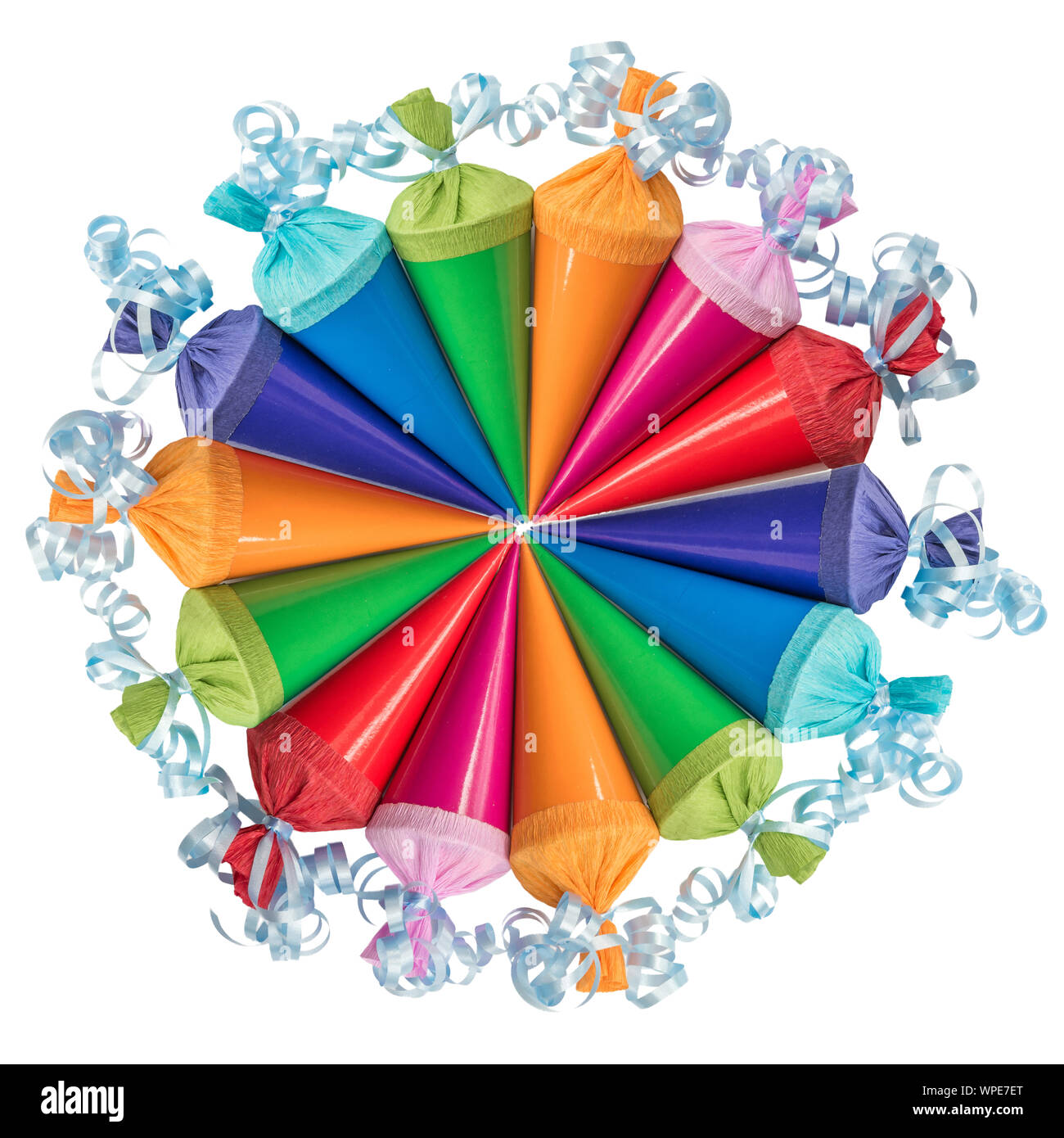 Circle of colorful sugar packets on white background Stock Photo - Alamy