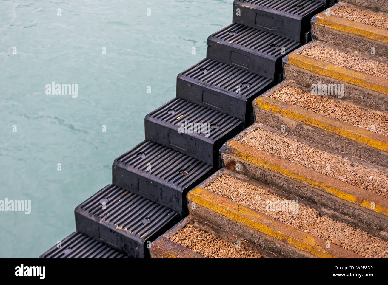 Stairs With Rubber Bumper Protection at Sea Port Stock Photo - Alamy