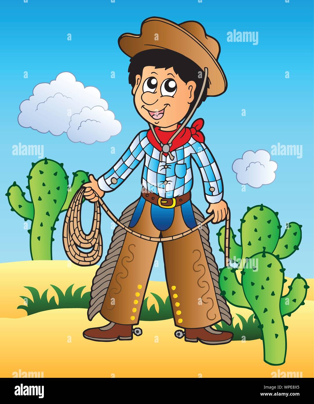 Cartoon cowboy in desert Stock Vector Image & Art - Alamy