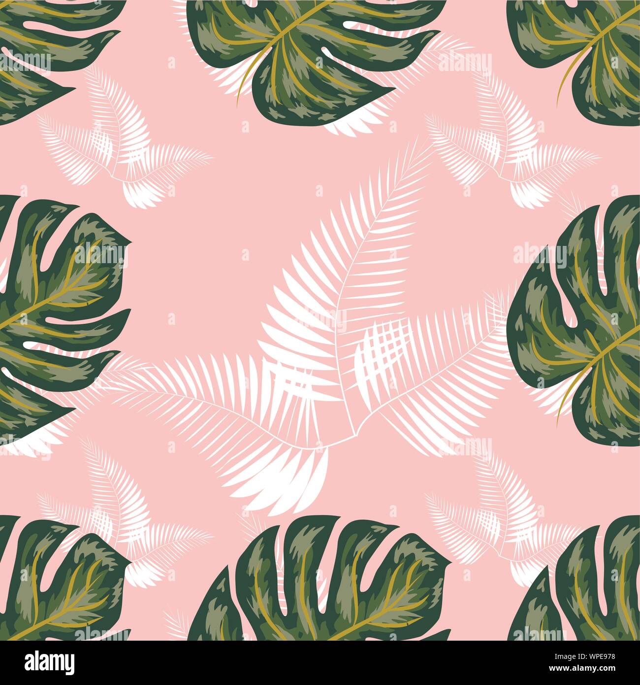 Tropical seamless pattern. Botany design, jungle leaves of palm tree ...