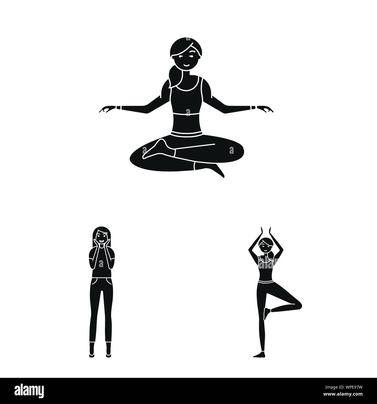 Vector design of emotions and female logo. Set of emotions and body ...