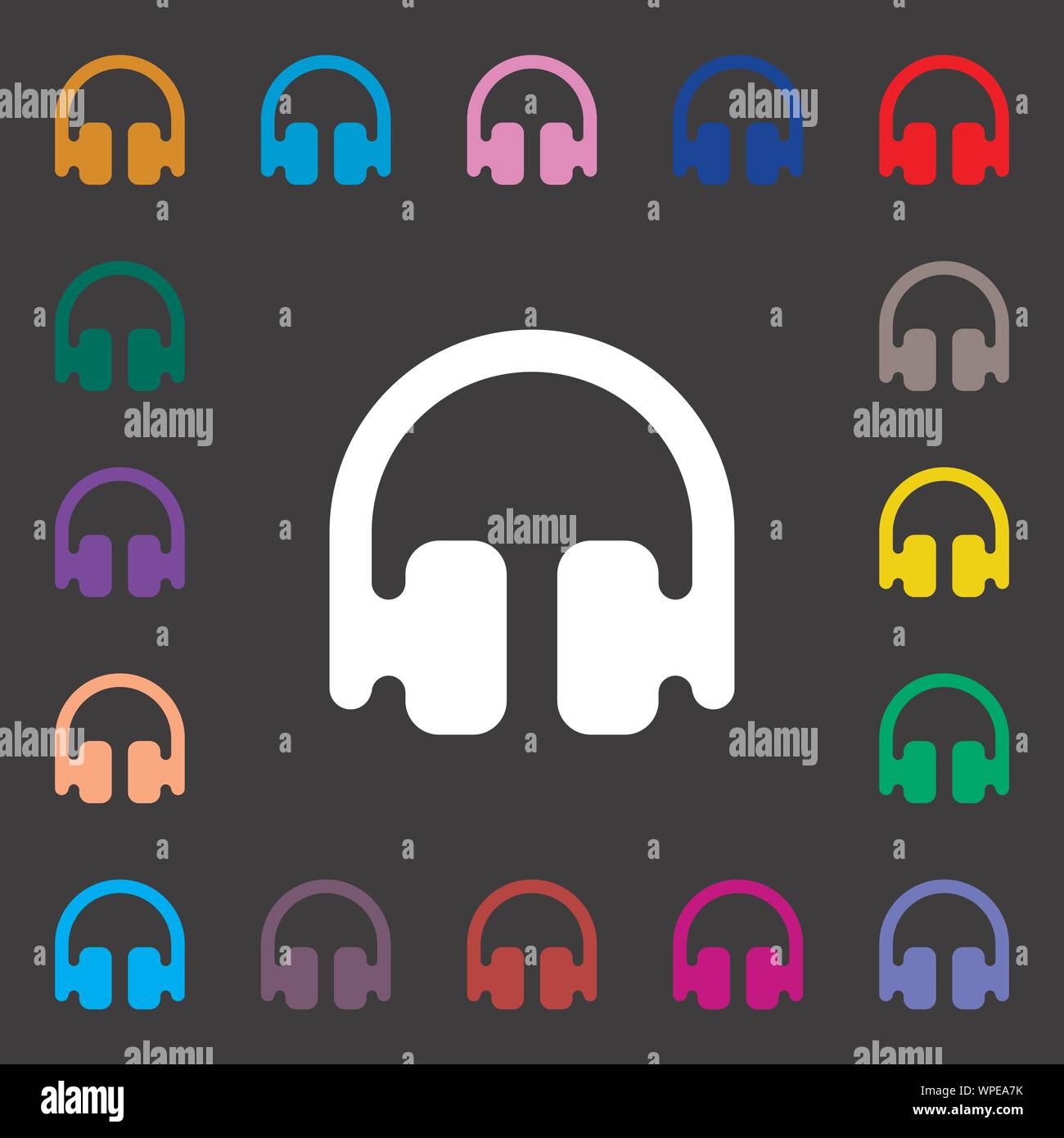 Headphones, Earphones icon sign. Lots of colorful symbols for your ...