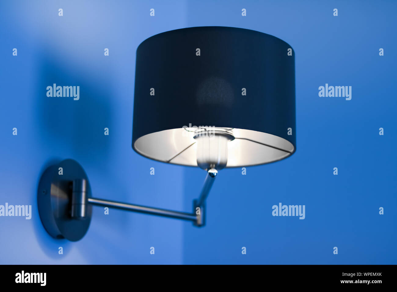 Interior design, indoor lamps and electricity concept - Silver lamp in ...