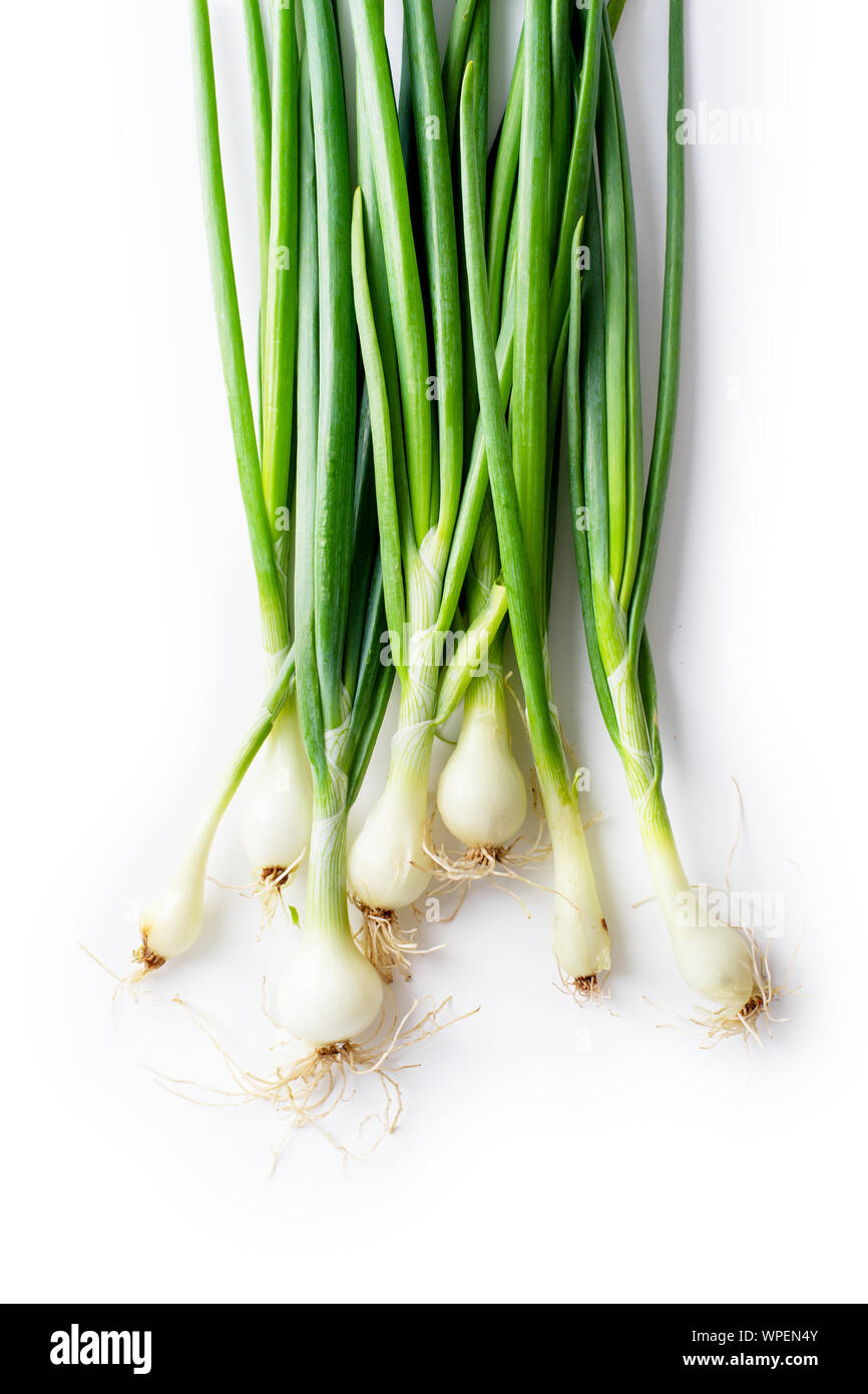 Fresh green chives isolated on white background Stock Photo - Alamy