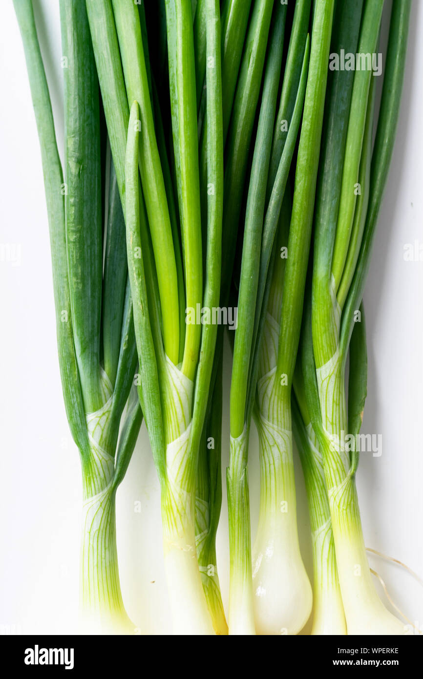 Fresh green chives isolated on white background Stock Photo - Alamy