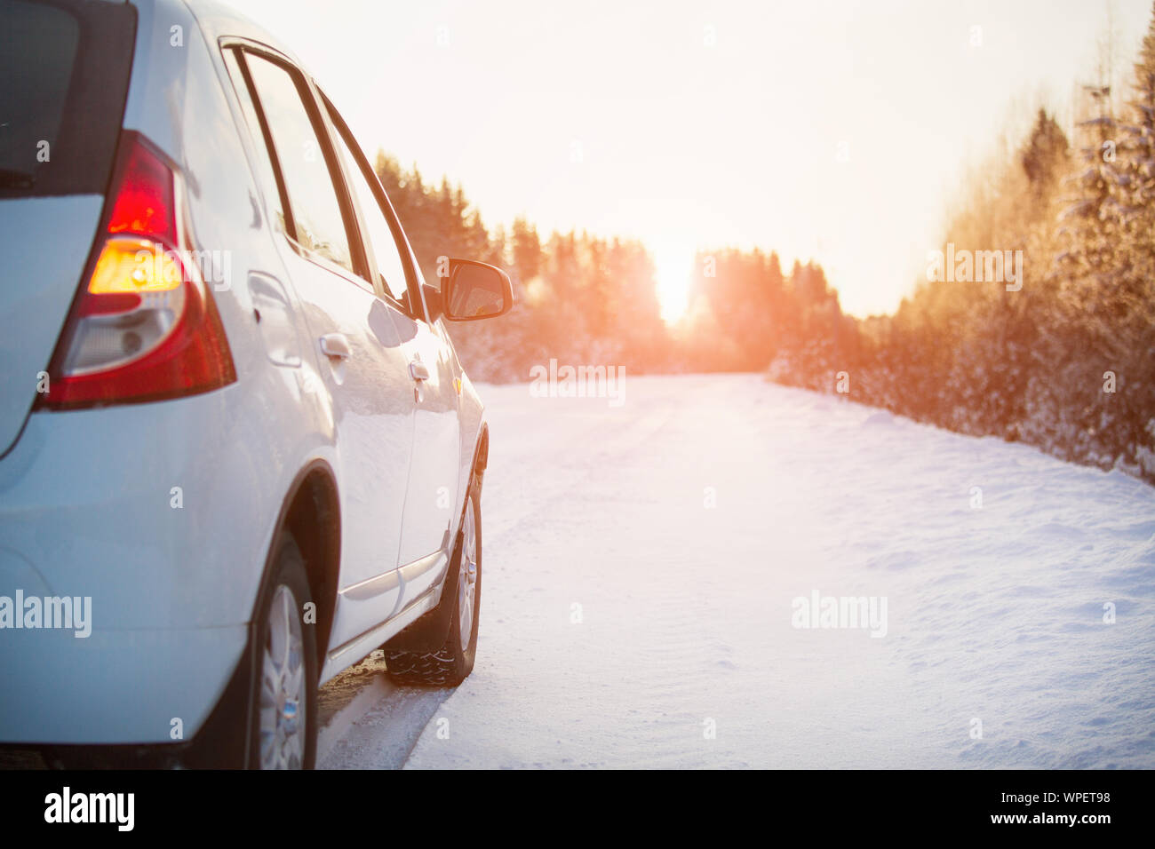 Car driving through forest hi-res stock photography and images - Alamy