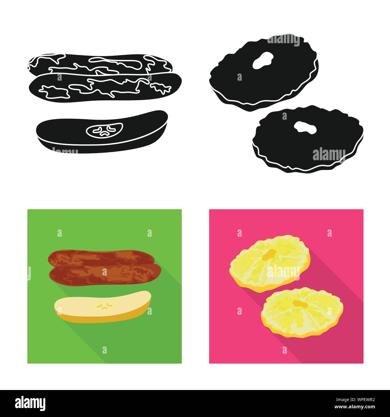 Vector illustration of food and raw sign. Set of food and nature stock ...