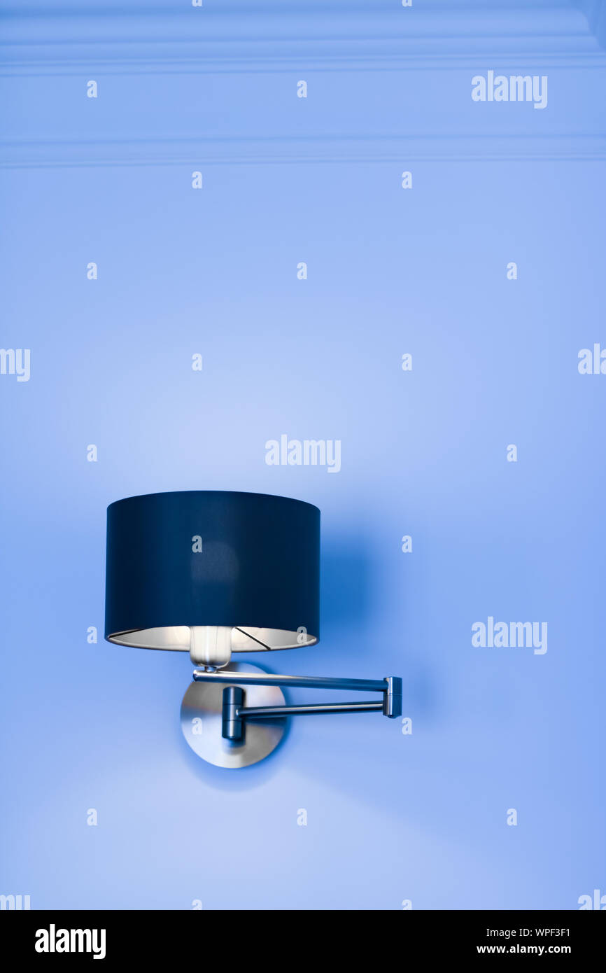 Interior design, indoor lamps and electricity concept - Silver lamp in ...