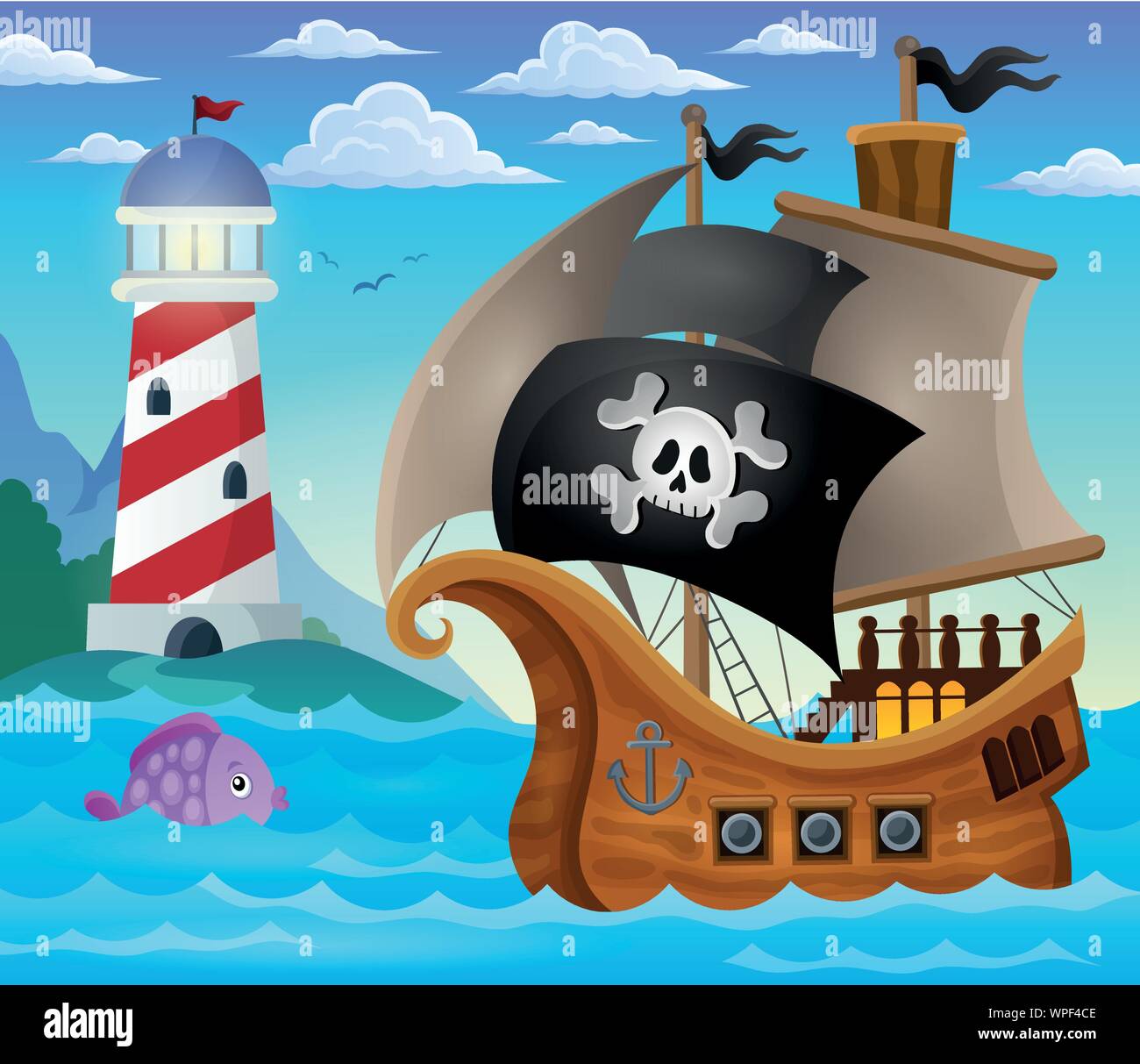 Pirate ship topic image 4 Stock Vector Image & Art - Alamy