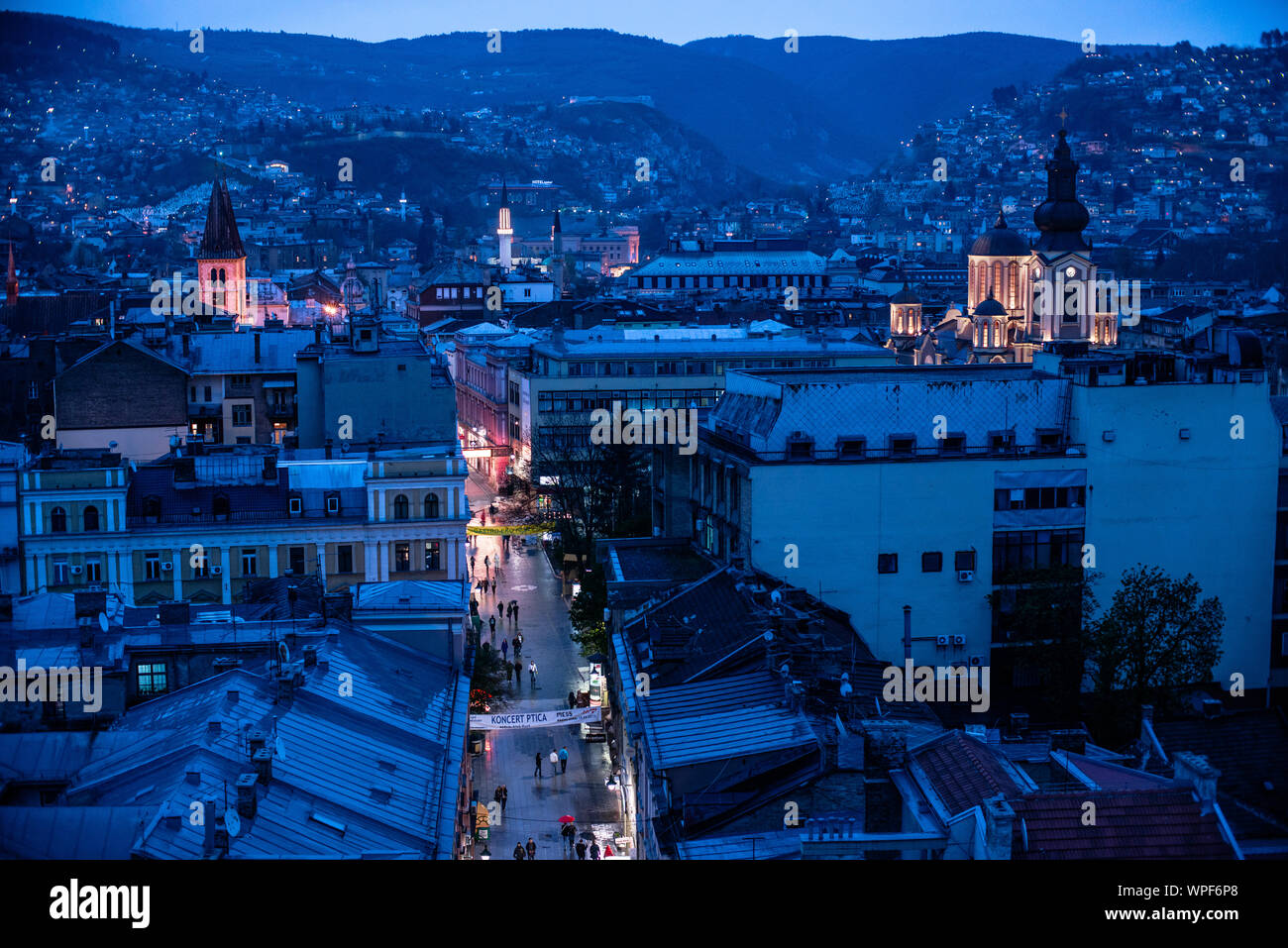 Sarajevo at night from above Stock Photo - Alamy