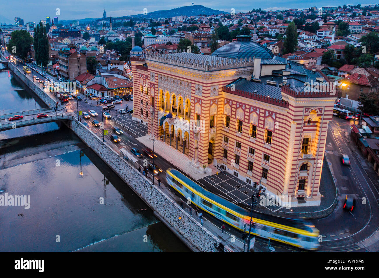 Sarajevo skyline at night with city lights Stock Photo - Alamy