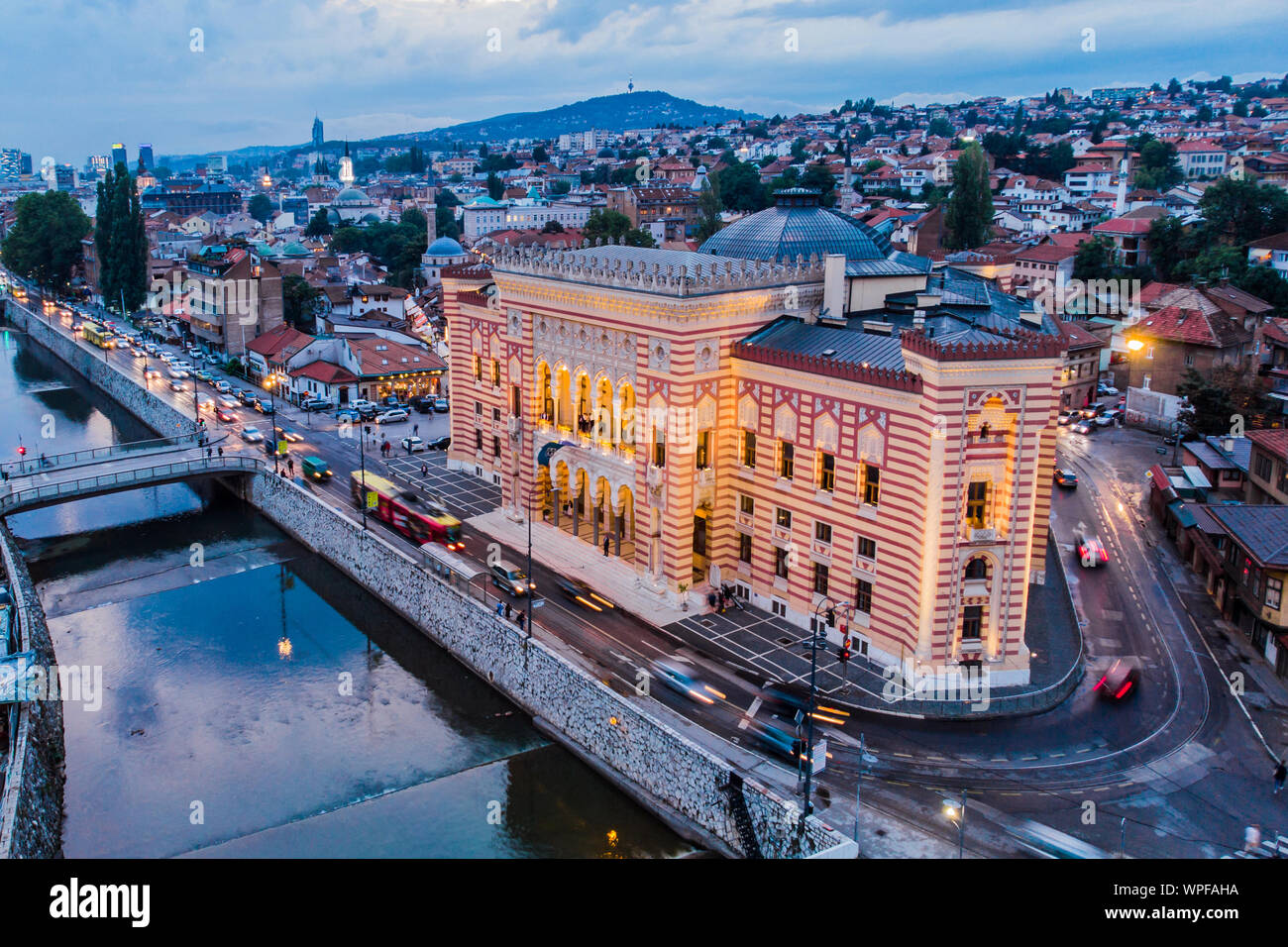 Sarajevo skyline at night with city lights Stock Photo - Alamy