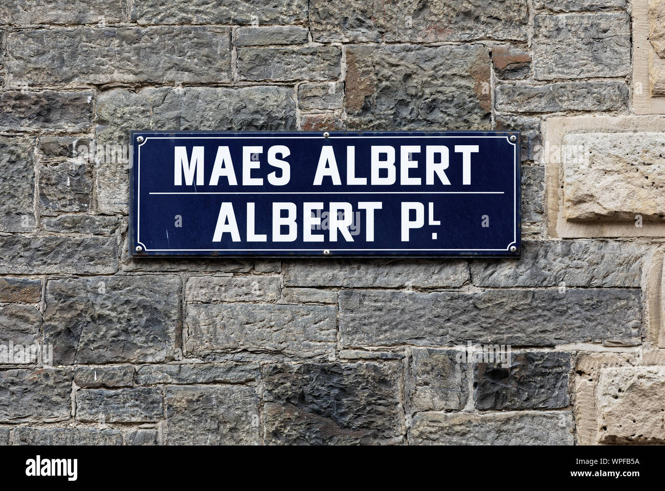 Pictured: Albert Place (Maes ALbert) road sign on the old Police ...