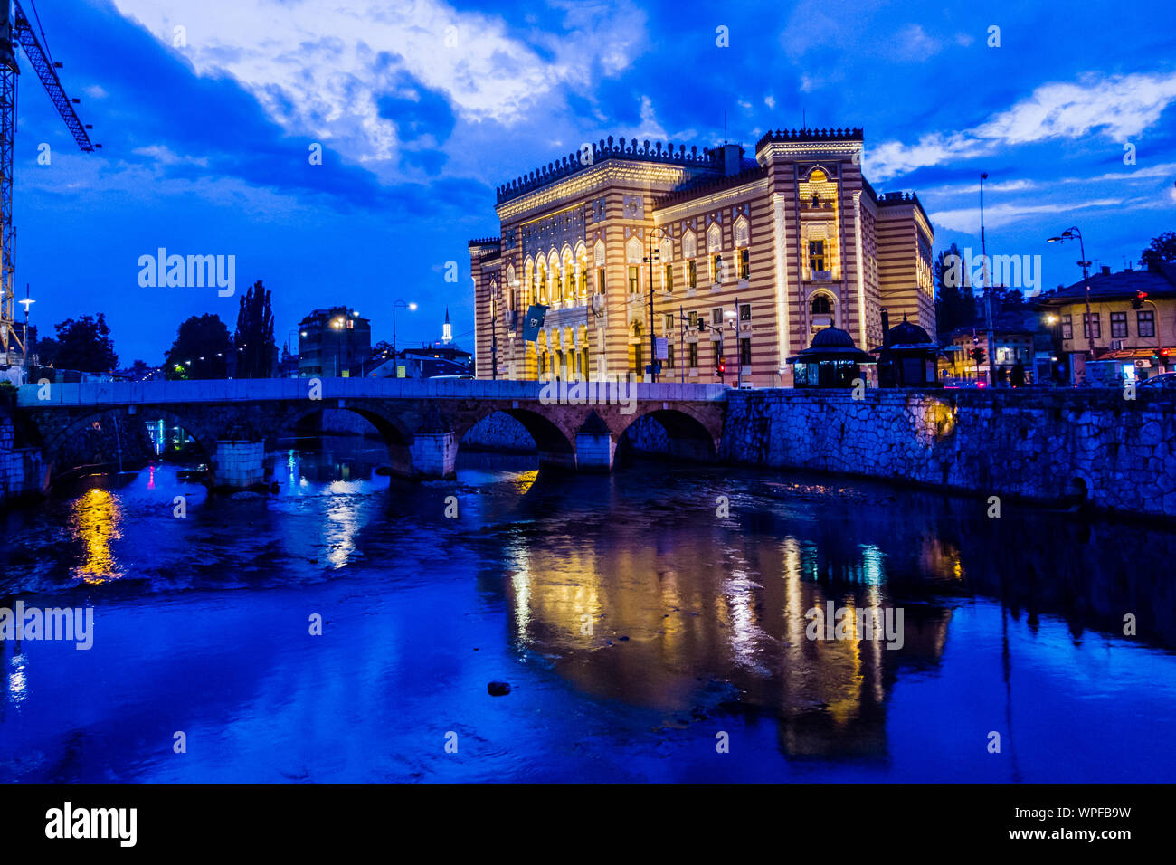 Sarajevo skyline at night with city lights Stock Photo - Alamy