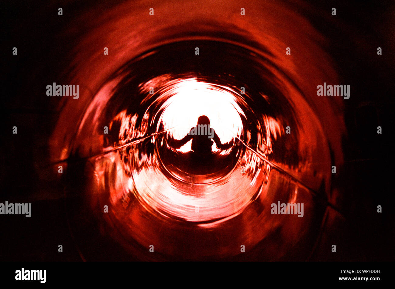 Tube slide at Ninja Towers adventure playground at Woodlands Theme Park ...