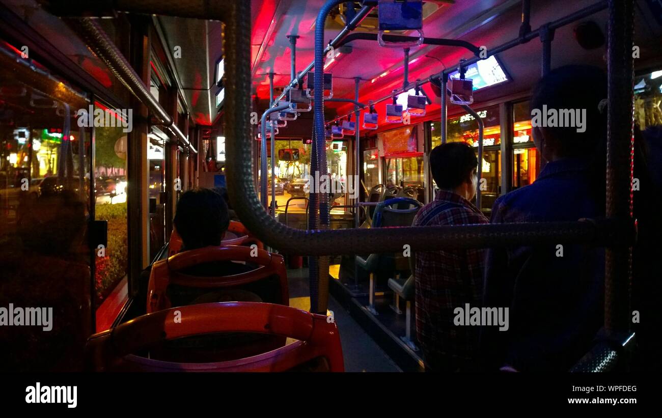 Red bus interior night hi-res stock photography and images - Alamy