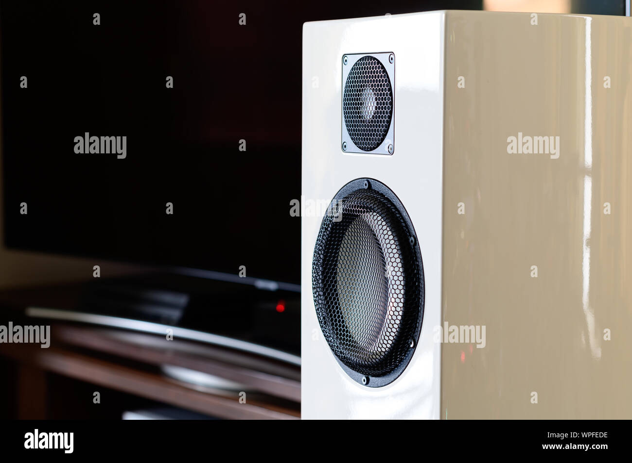 Hi-end audio speakers system background with copy space Stock Photo - Alamy
