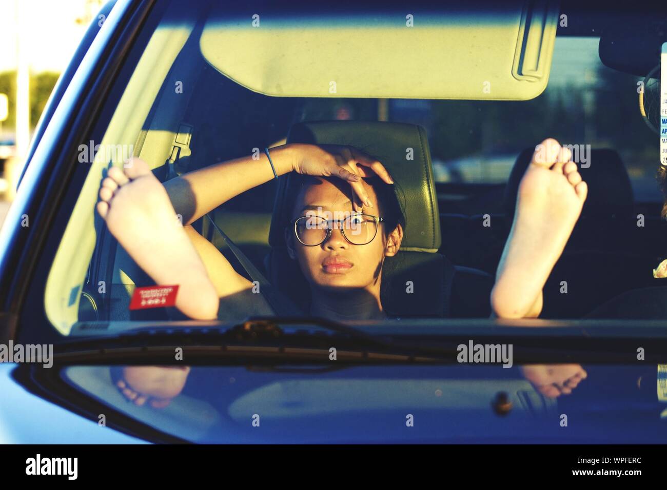 Feet up car hi-res stock photography and images - Alamy