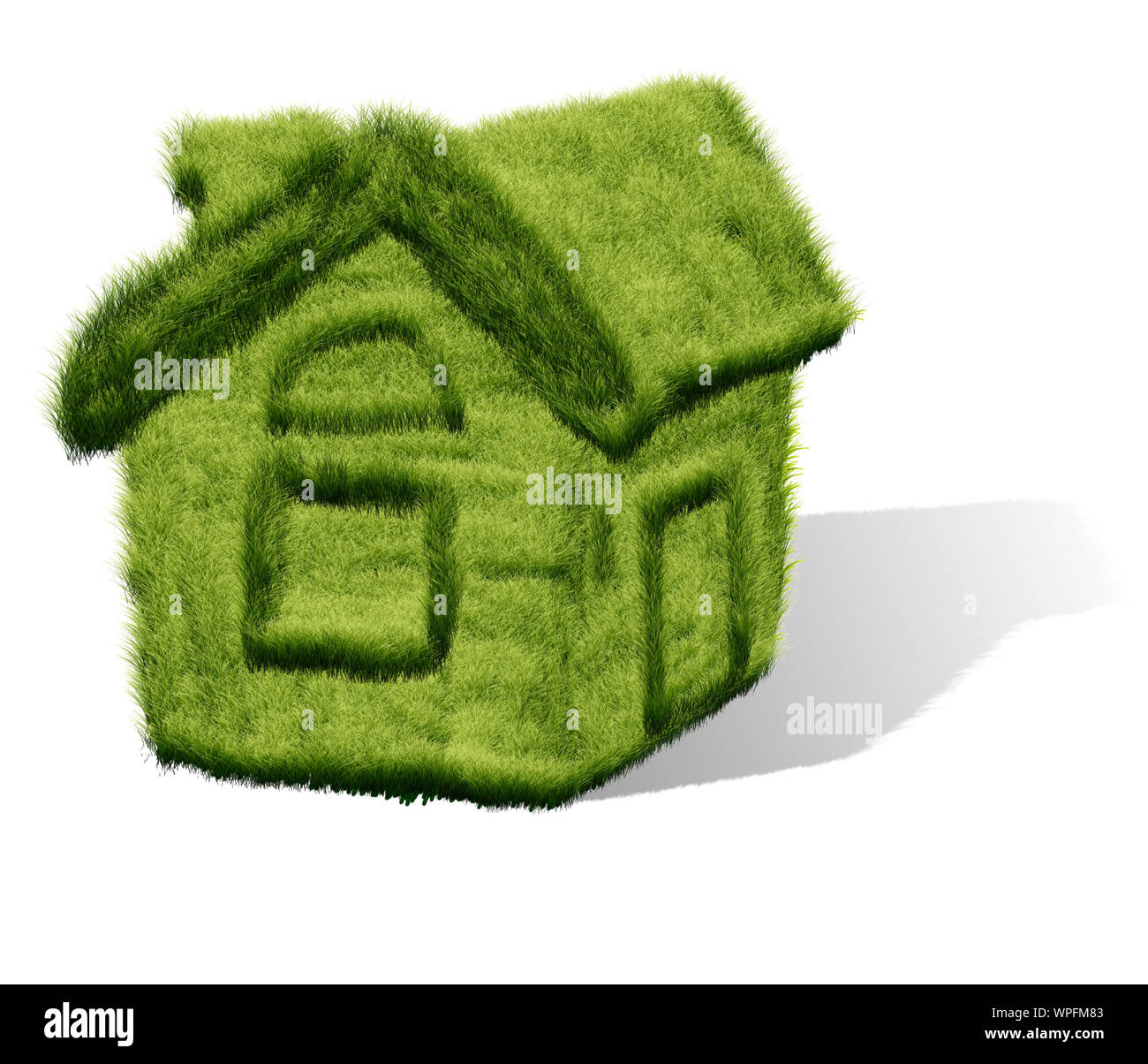 Illustration of green grass house isolated on white background Stock ...