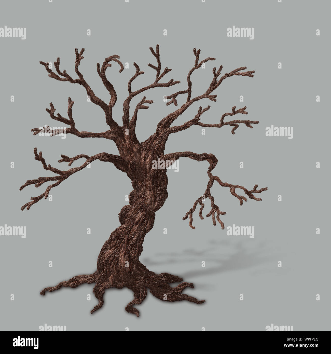 Painted scary dead tree on dark gray background Stock Photo - Alamy