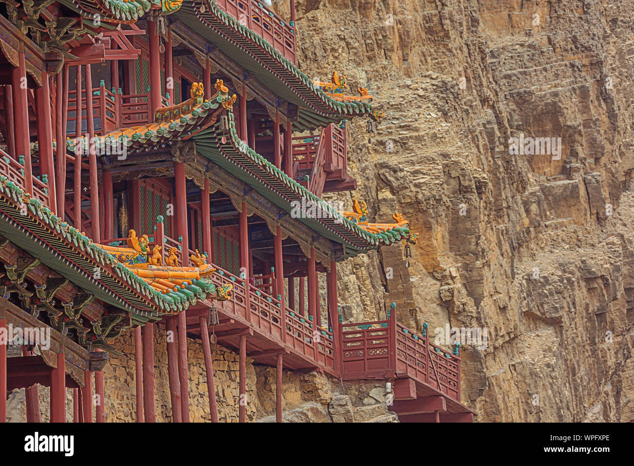 Close up of the right hand side of the Hanging Temple near Datong Stock ...