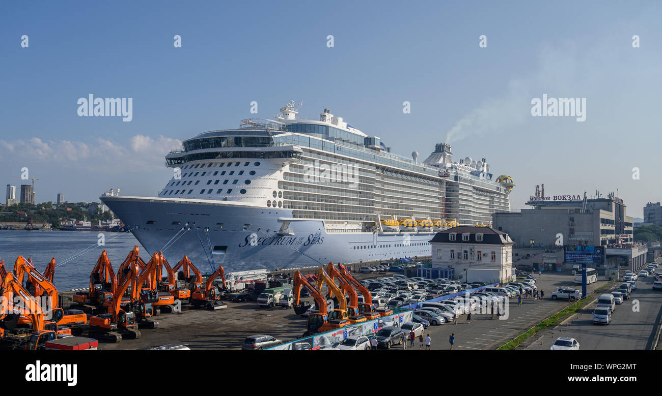 VLADIVOSTOK, RUSSIA - SEPTEMBER 9, 2019: The Quantum-class cruise ship ...
