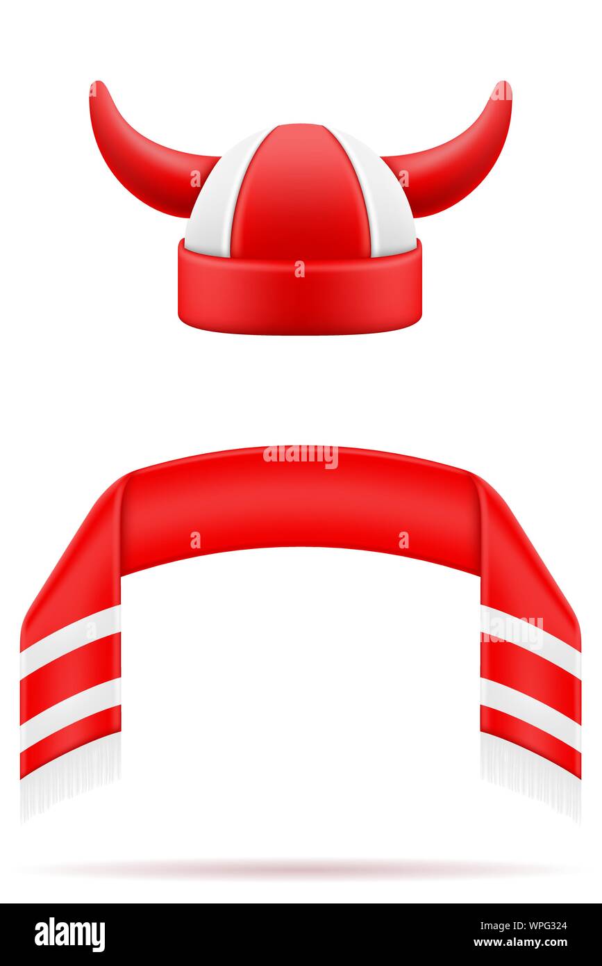 soccer football fans attribute scarf and hat vector illustration ...
