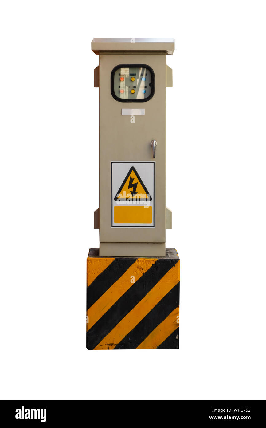 Electrical control box isolated on white background Stock Photo - Alamy