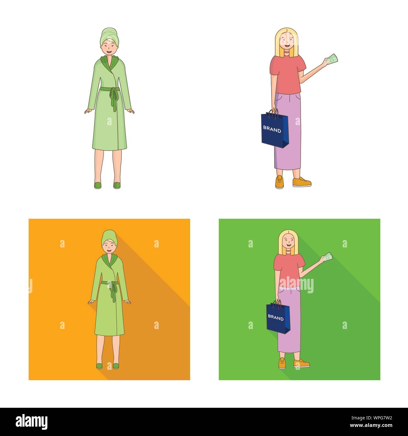 Vector design of posture and mood logo. Set of posture and female ...