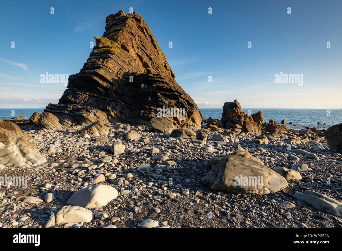 Blackchurch Rock at Mouthmill Beach on the North Devon coast Stock ...