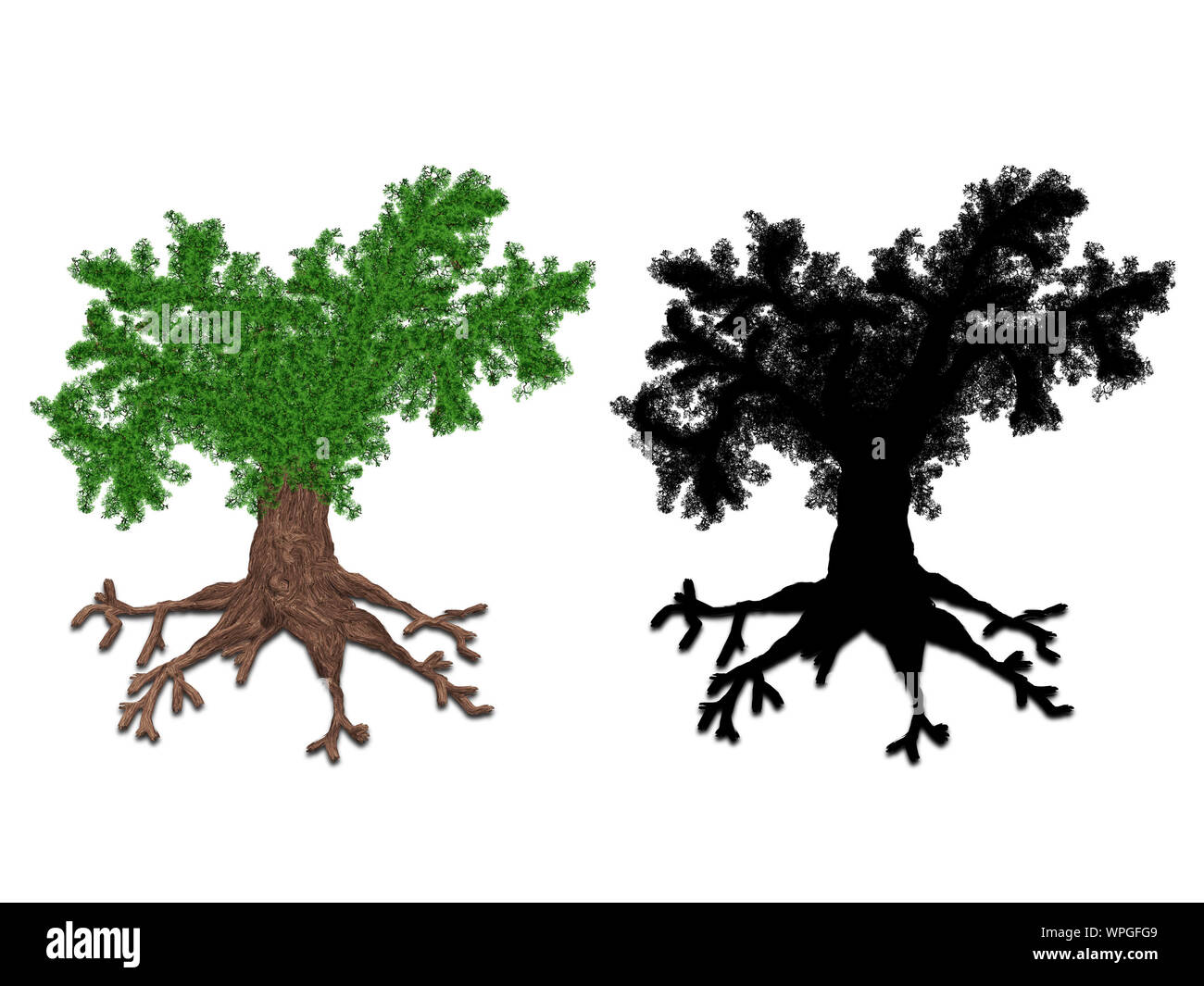 Painted fantasy spring tree on white background Stock Photo - Alamy