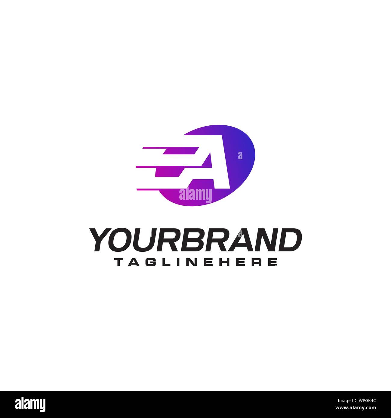 Abstract letter A logo with fast speed lines fast speed moving delivery ...