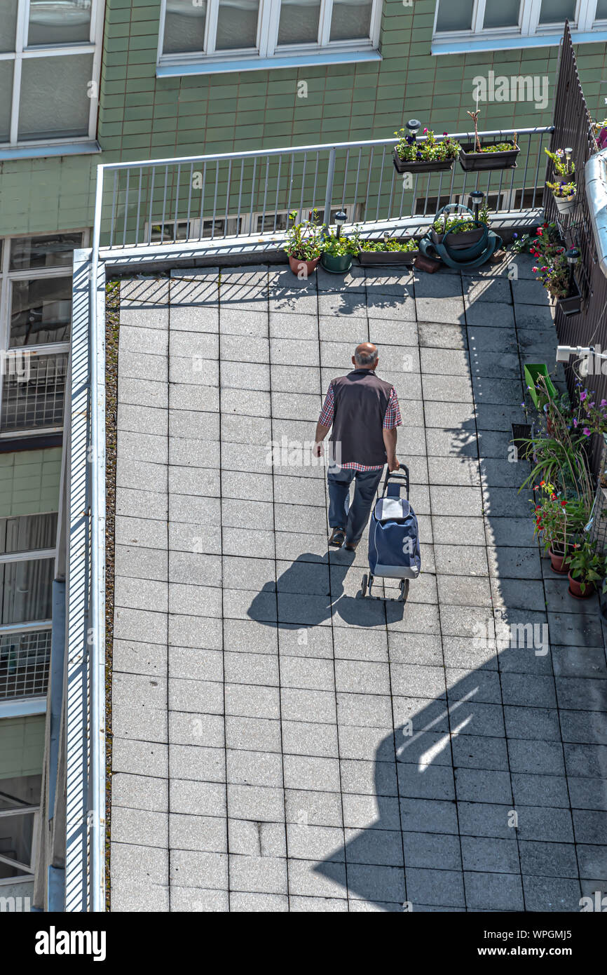 Aerial man roof terrace hi-res stock photography and images - Alamy