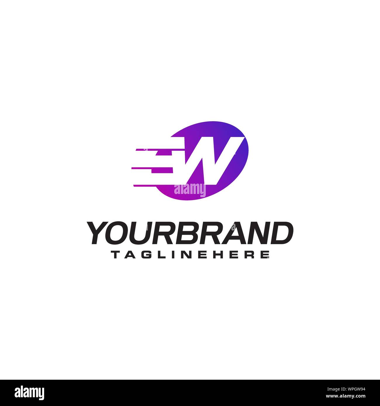 Abstract letter W logo with fast speed lines fast speed moving delivery ...