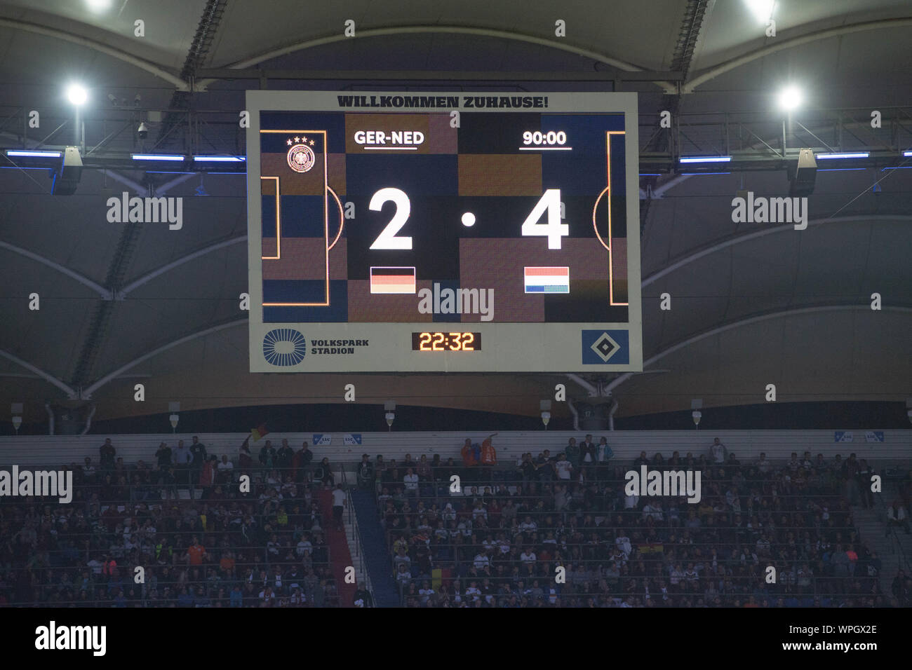 Hamburg, Deutschland. 07th Sep, 2019. Final score on the scoreboard ...