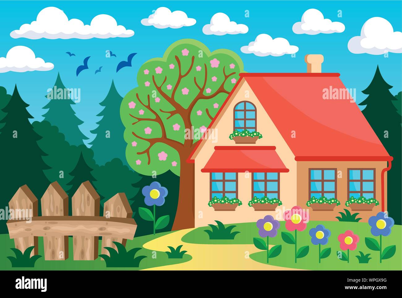 Garden and house theme background 3 Stock Vector Image & Art - Alamy