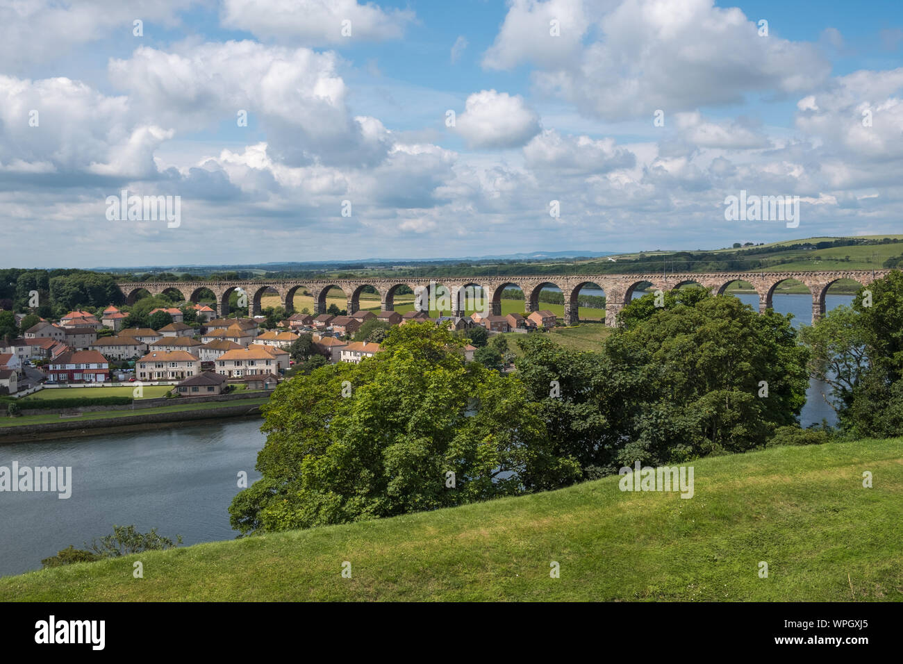 Berwick Bridge,also known as the Old Bridge,spans the River Tweed in ...