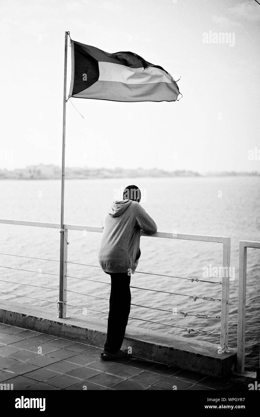Kuwait national flag Black and White Stock Photos & Images - Alamy