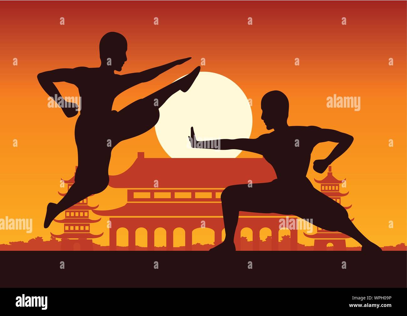 Chinese Boxing Kung Fu martial art famous sport,two boxer fight ...